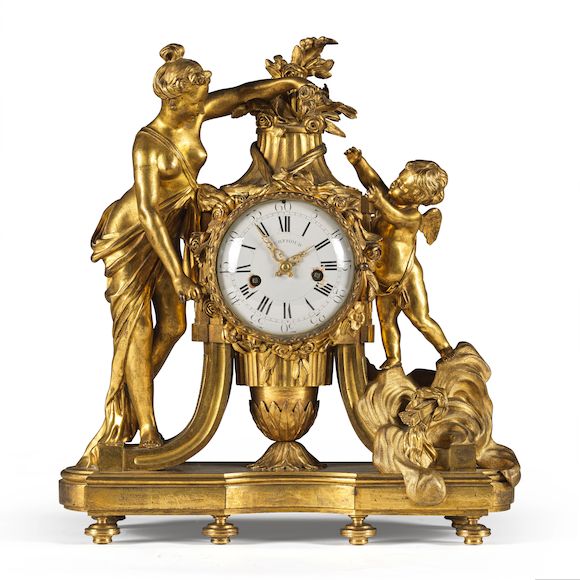 Bonhams Cornette de Saint Cyr : Pendule Vénus et l'Amour en bronze doré d'époque Louis XVI