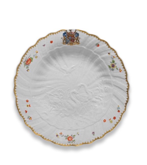 Bonhams : A rare Meissen soup plate from the Swan Service, circa 1738