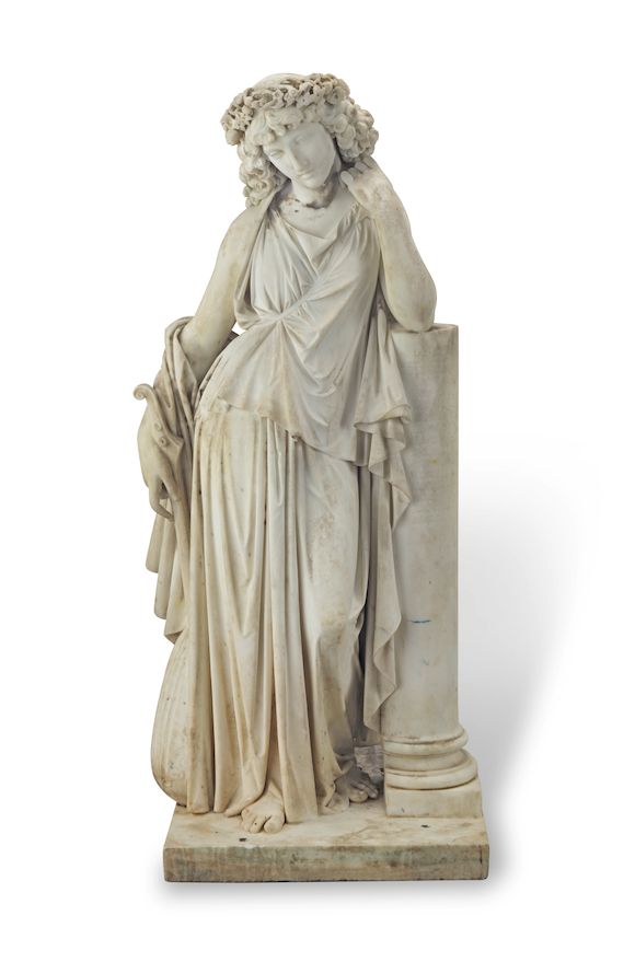 Bonhams : A mid-19th century carved white marble figure of Mignon ...