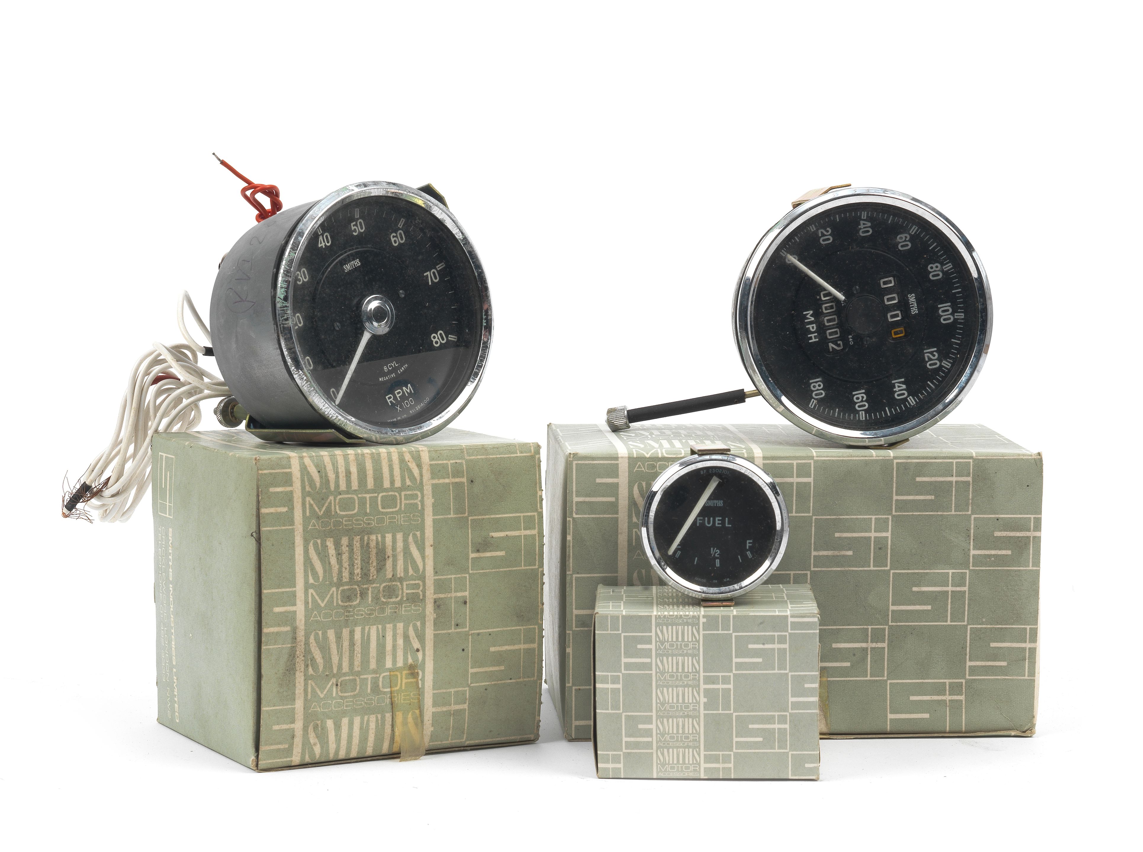 Bonhams Cars : Three new old stock Smiths dashboard instruments, ((3))