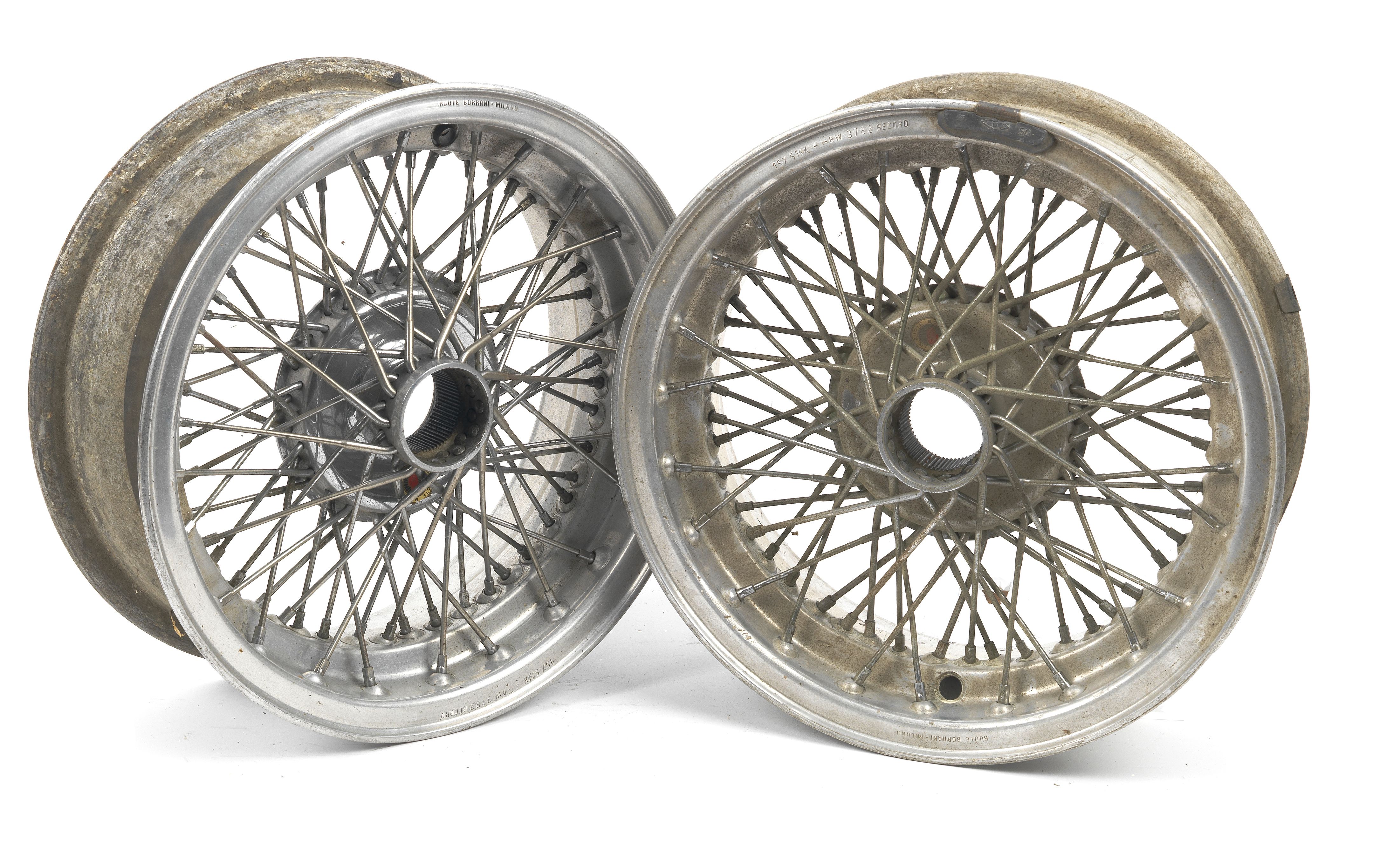 Bonhams Cars : A Pair of Ruote Borrani Milano wheels 15" x 15.5", ((2))