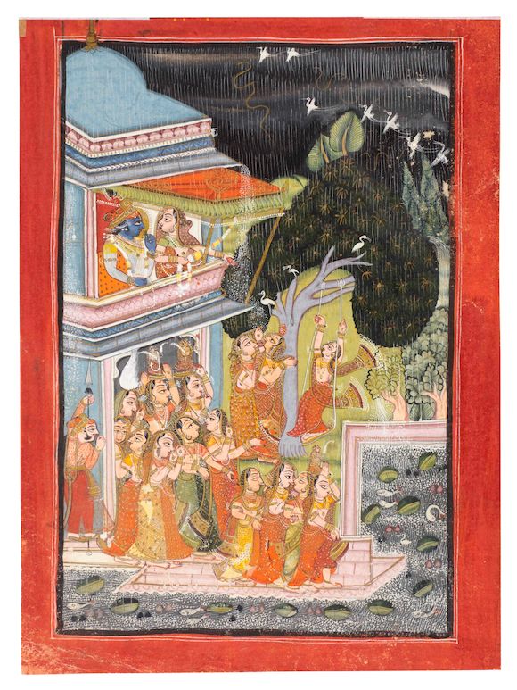 Bonhams : A painting from a Baramasa series, depicting Radha and ...