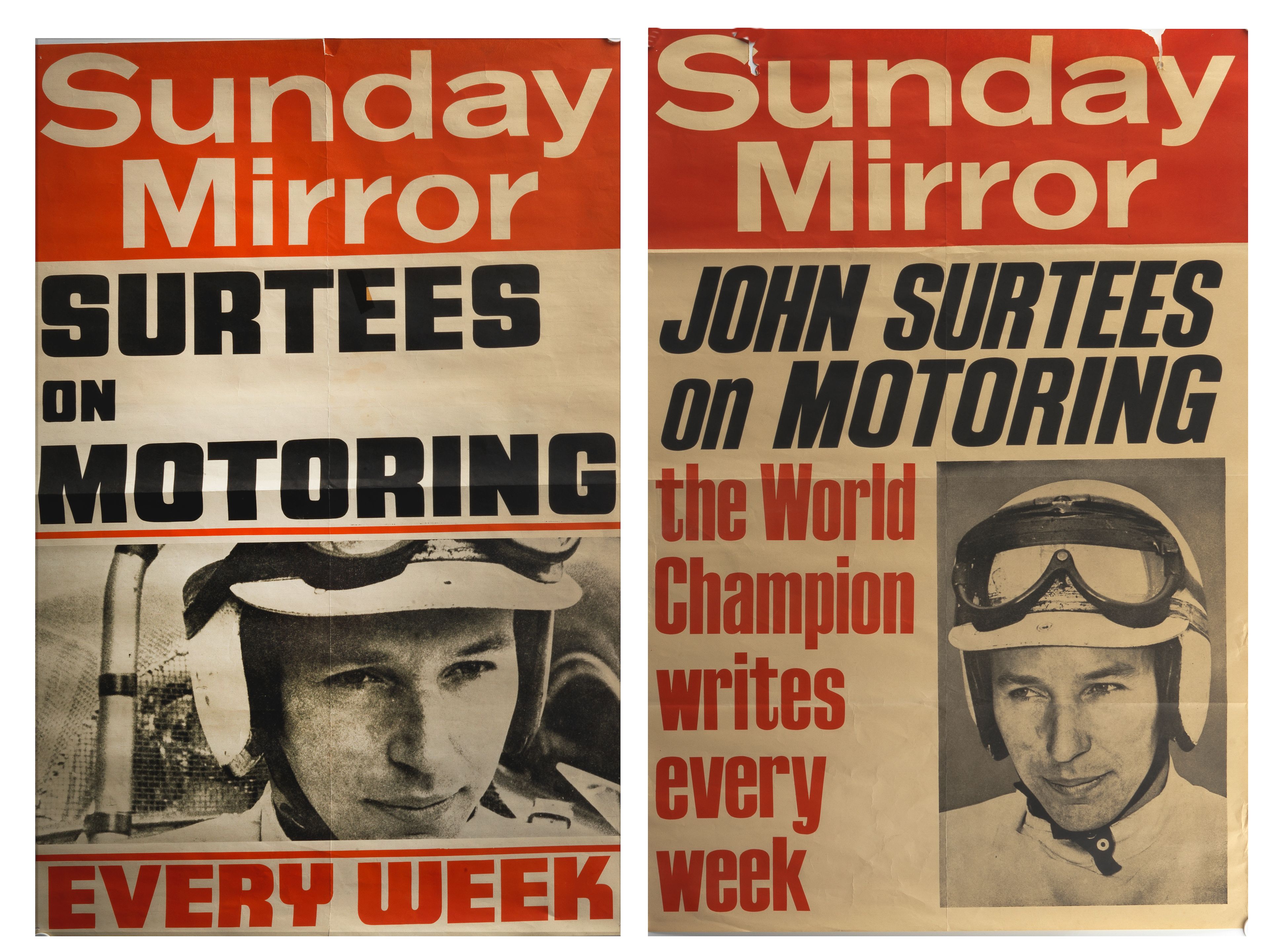 Bonhams Cars : Two Sunday Mirror posters advertising 'John Surtees on ...