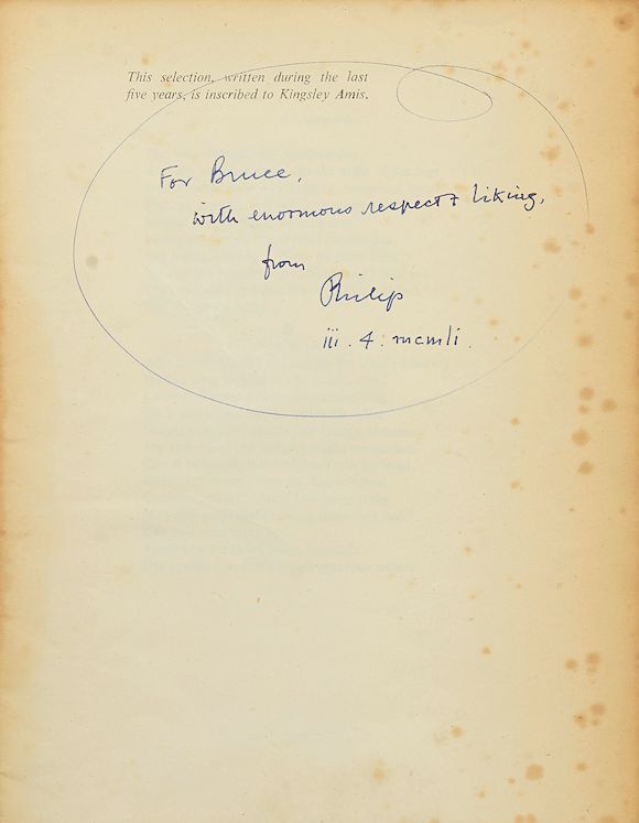 Bonhams : LARKIN (PHILIP) XX Poems, FIRST AND ONLY EDITION, ONE OF 100 ...