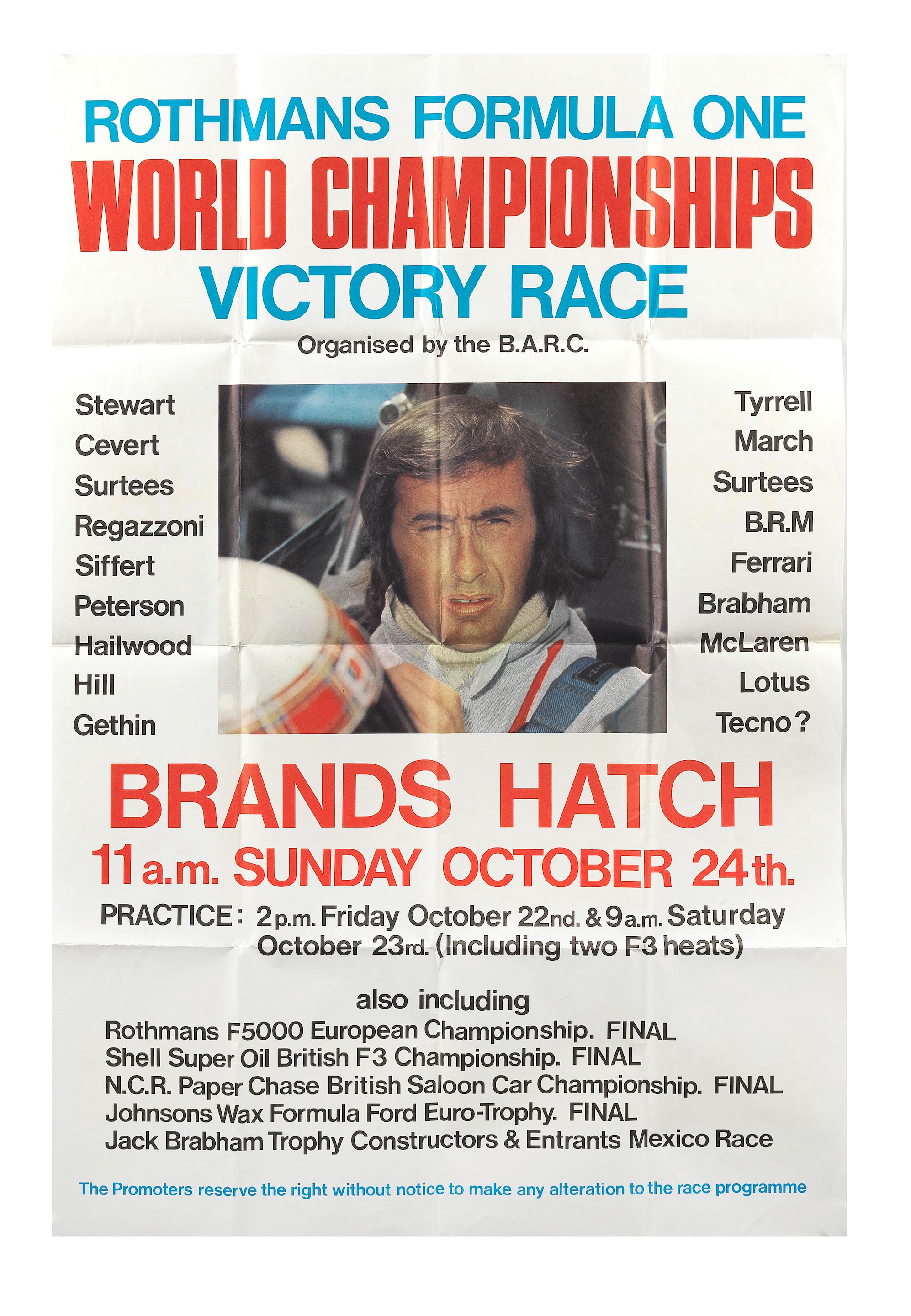 Bonhams Cars : A Rothmans Formula 1 Victory Race poster, Brands Hatch ...