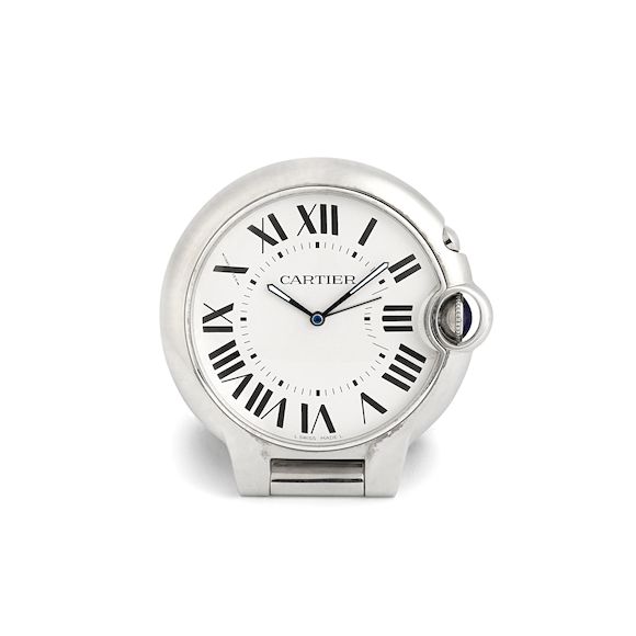 Bonhams : Cartier. A stainless steel quartz desk clock with alarm Ref ...
