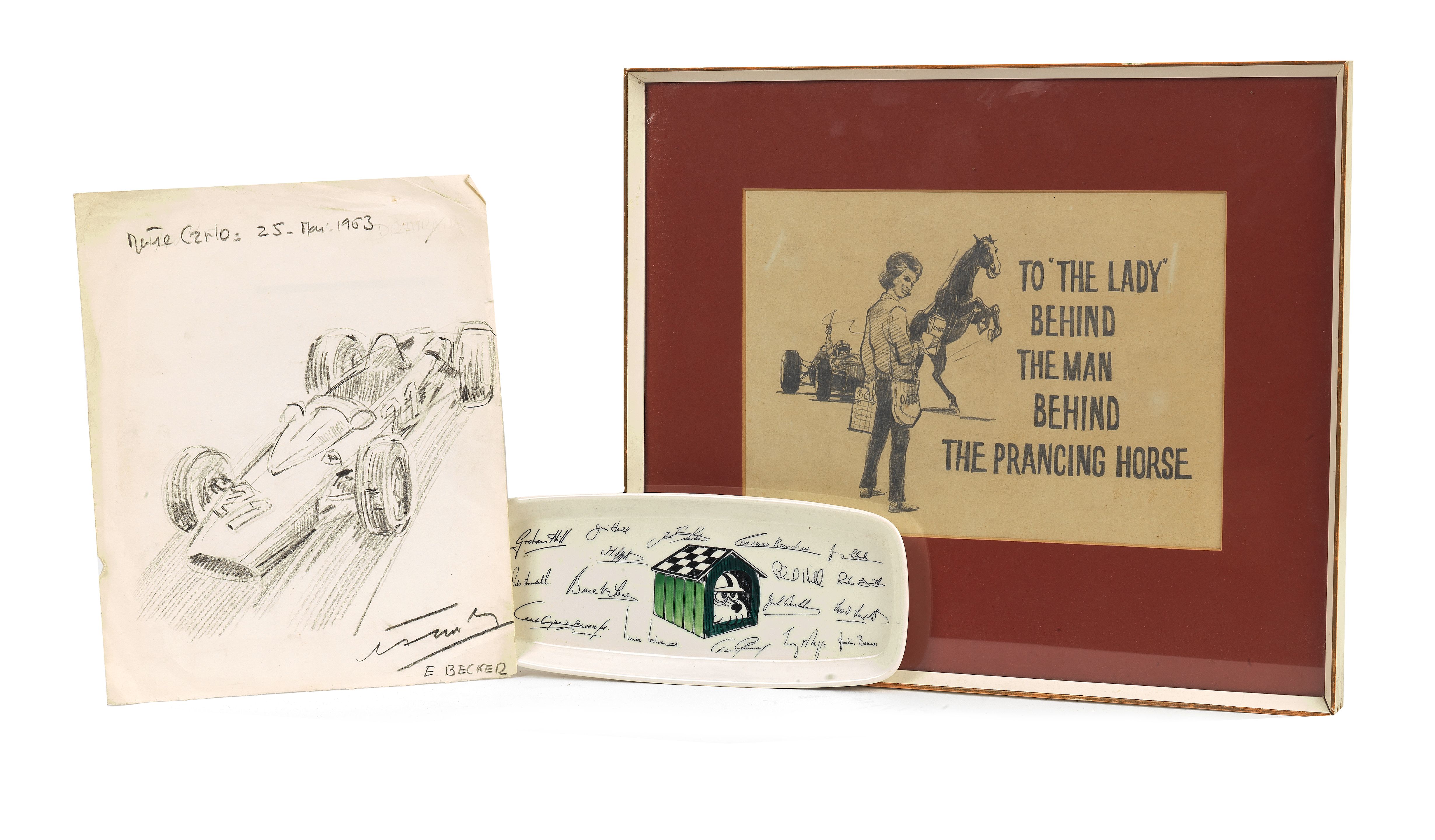 Bonhams Cars : A hand-drawn caricature of Pat Surtees 'To "The Lady ...