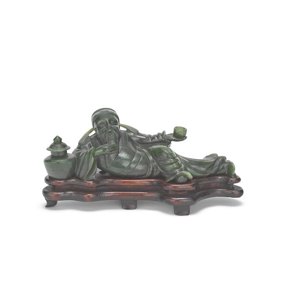 Bonhams : A SPINACH JADE 'LI BAI' CARVING Qing Dynasty (2)
