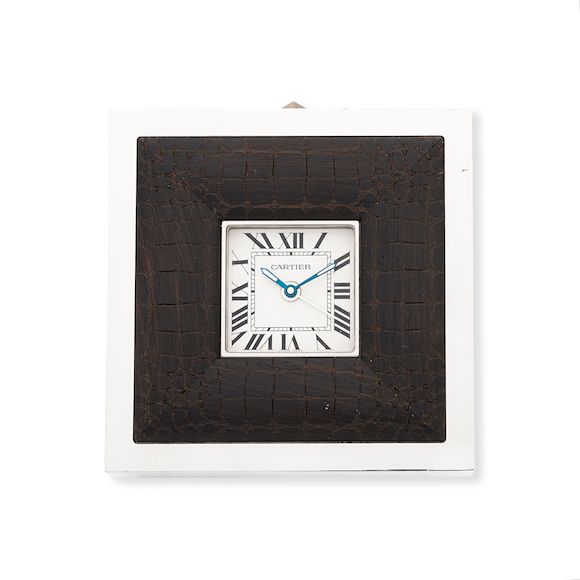 Bonhams : Cartier. A stainless steel quartz desk clock with alarm Ref ...