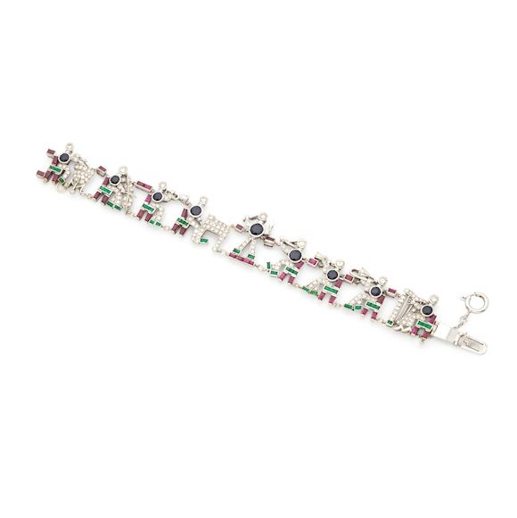 Bonhams Cornette de Saint Cyr : BRACELET ORCHESTRE EMERAUDES, RUBIS ...