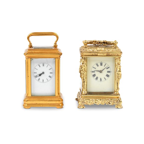 Bonhams : Two early 20th century French gilt brass miniature carriage ...