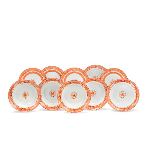 Bonhams : AN IRON RED-ENAMELLED 'RED ROVER' PART SERVICE 19th century (10)