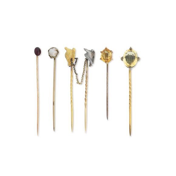 Bonhams : A collection of stickpins, late 19th century - circa 1900 (5)