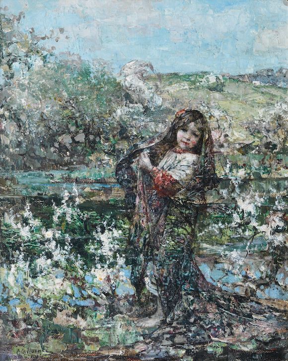 Bonhams : Edward Atkinson Hornel (British, 1864-1933) By the lily pond