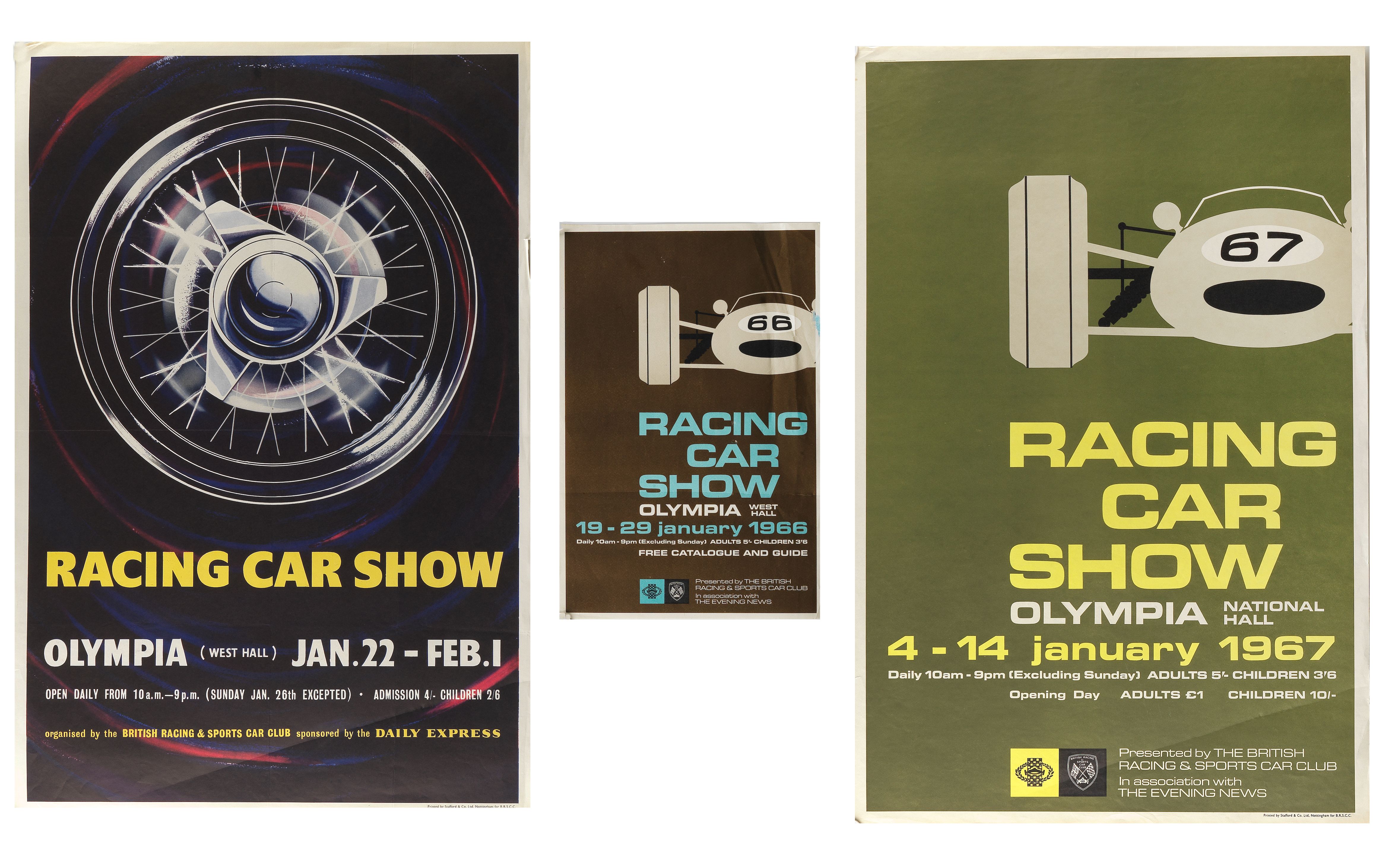 Bonhams Cars : Three 'Olympia Racing Car Show' posters for 1964, 1966 ...
