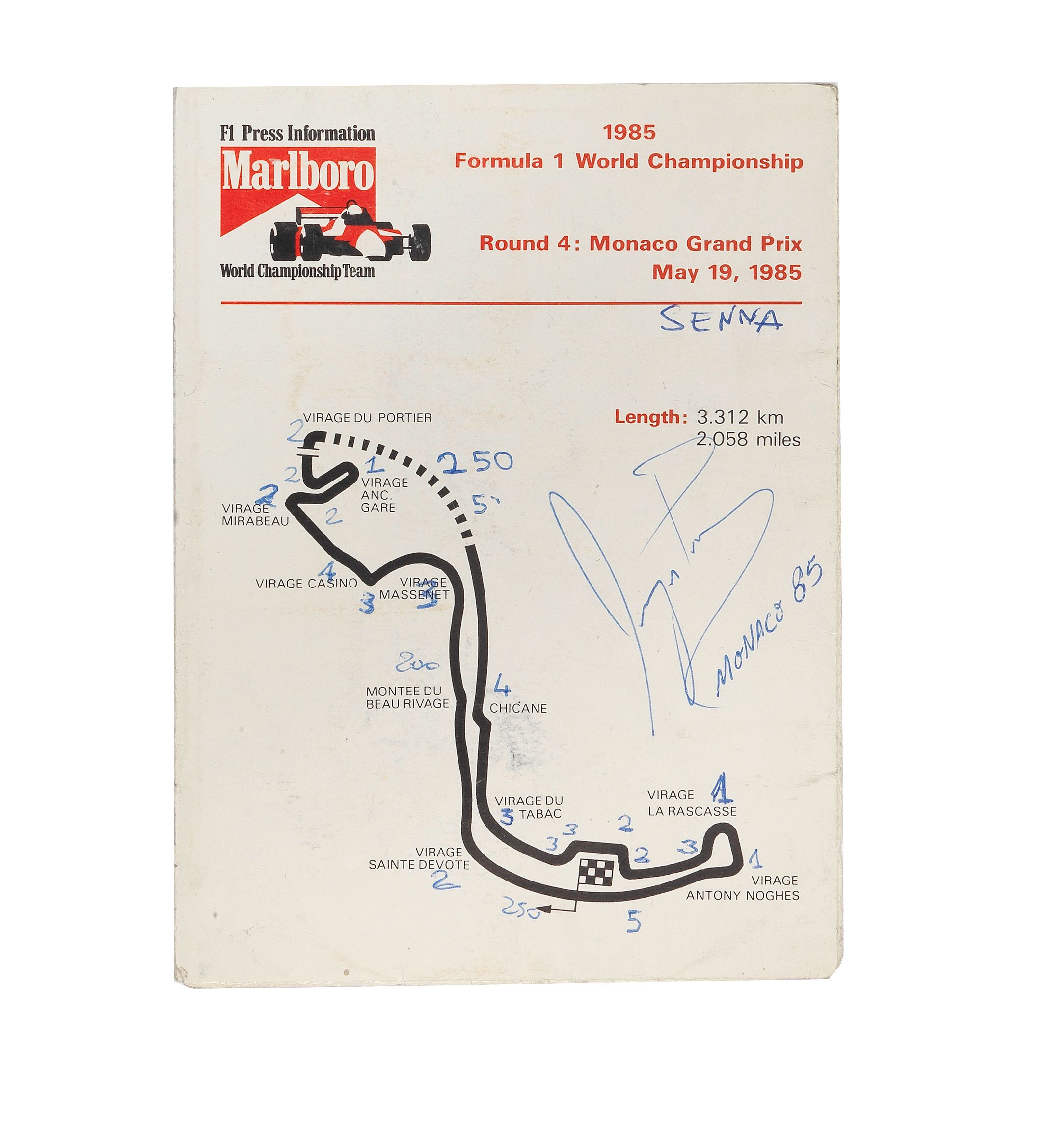 Bonhams Cars : A press map of the 1985 Monaco circuit, signed and ...