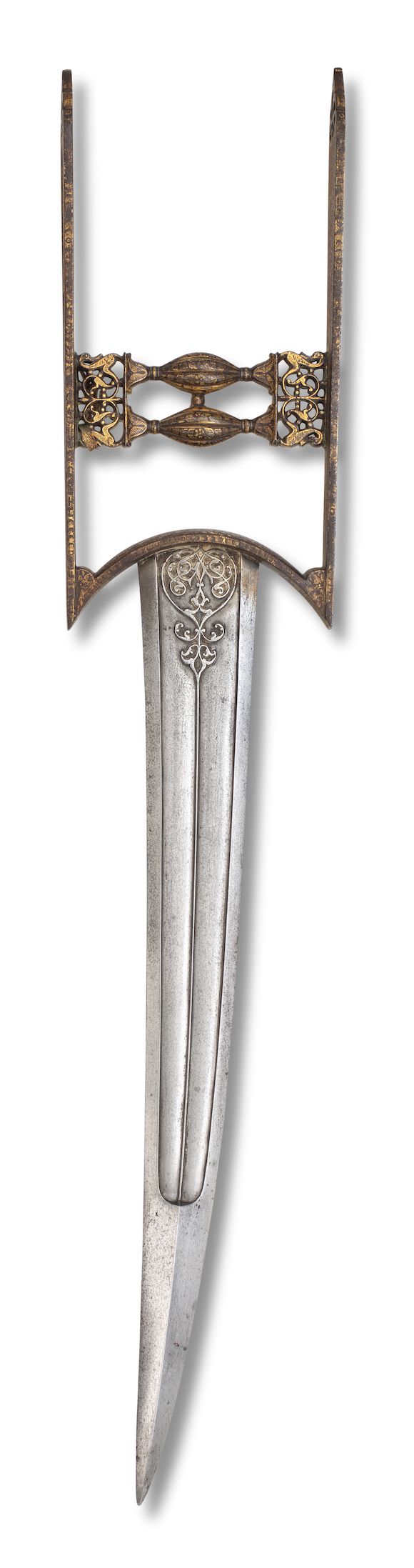 Bonhams : A fine gold-koftgari watered-steel push dagger (katar) South ...
