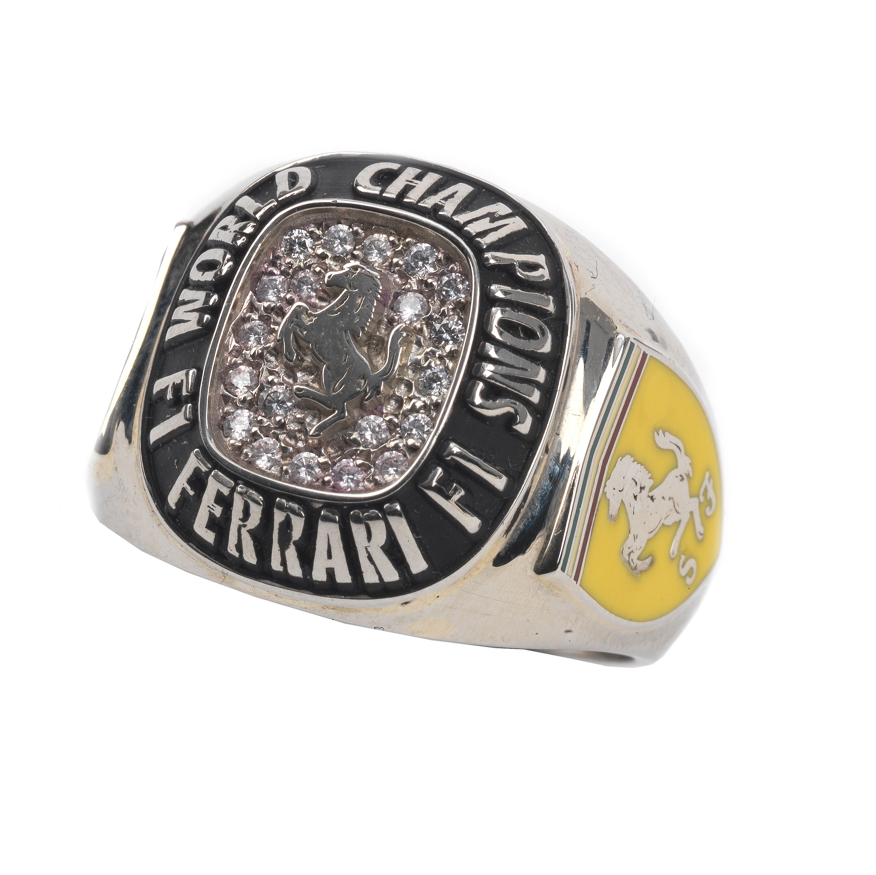 Bonhams Cars : A Ferrari Championship 18K white Gold and diamond ring ...