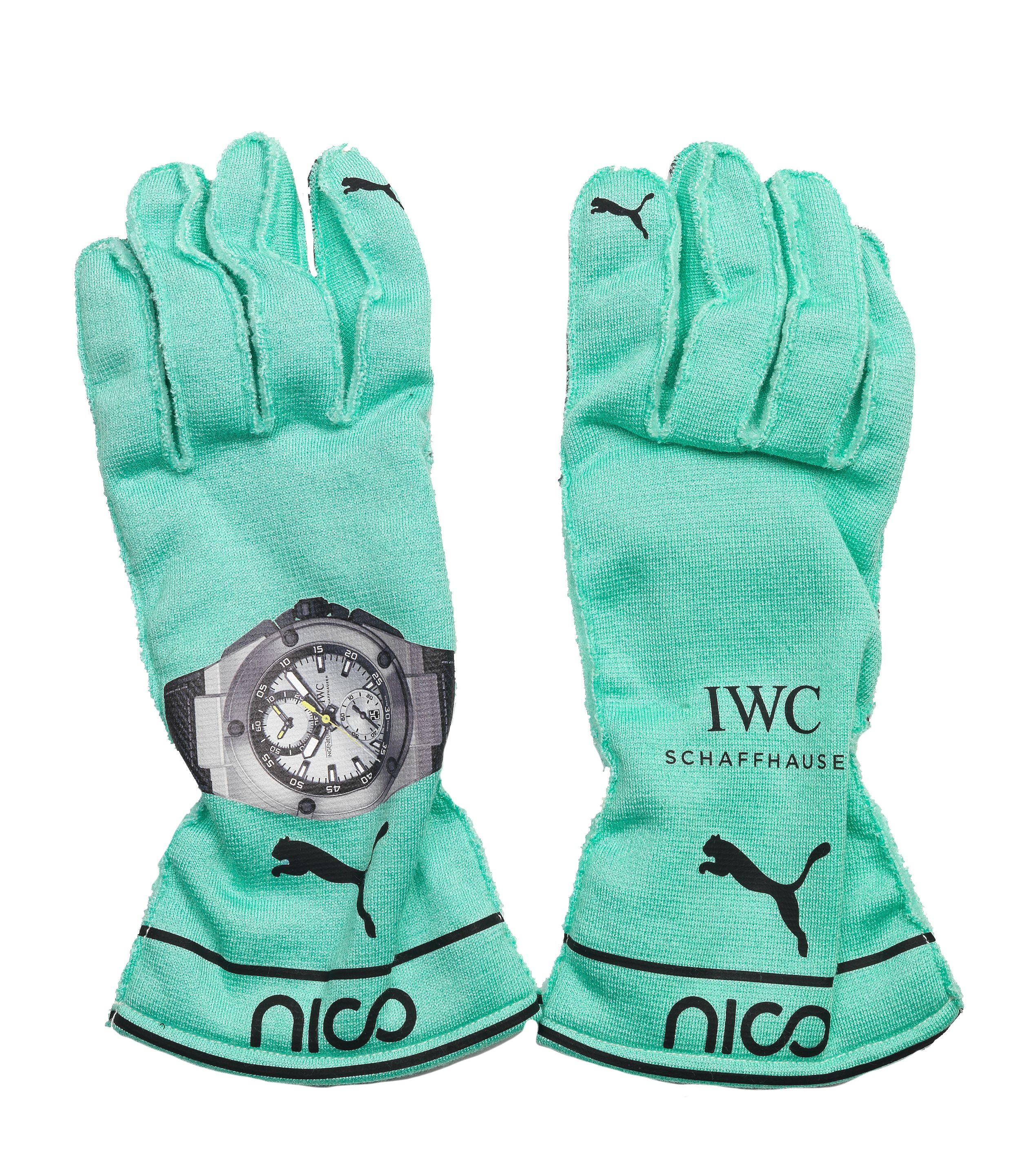 Bonhams Cars : A pair of Nico Rosberg Mercedes AMG Petronas F1 2015 gloves,