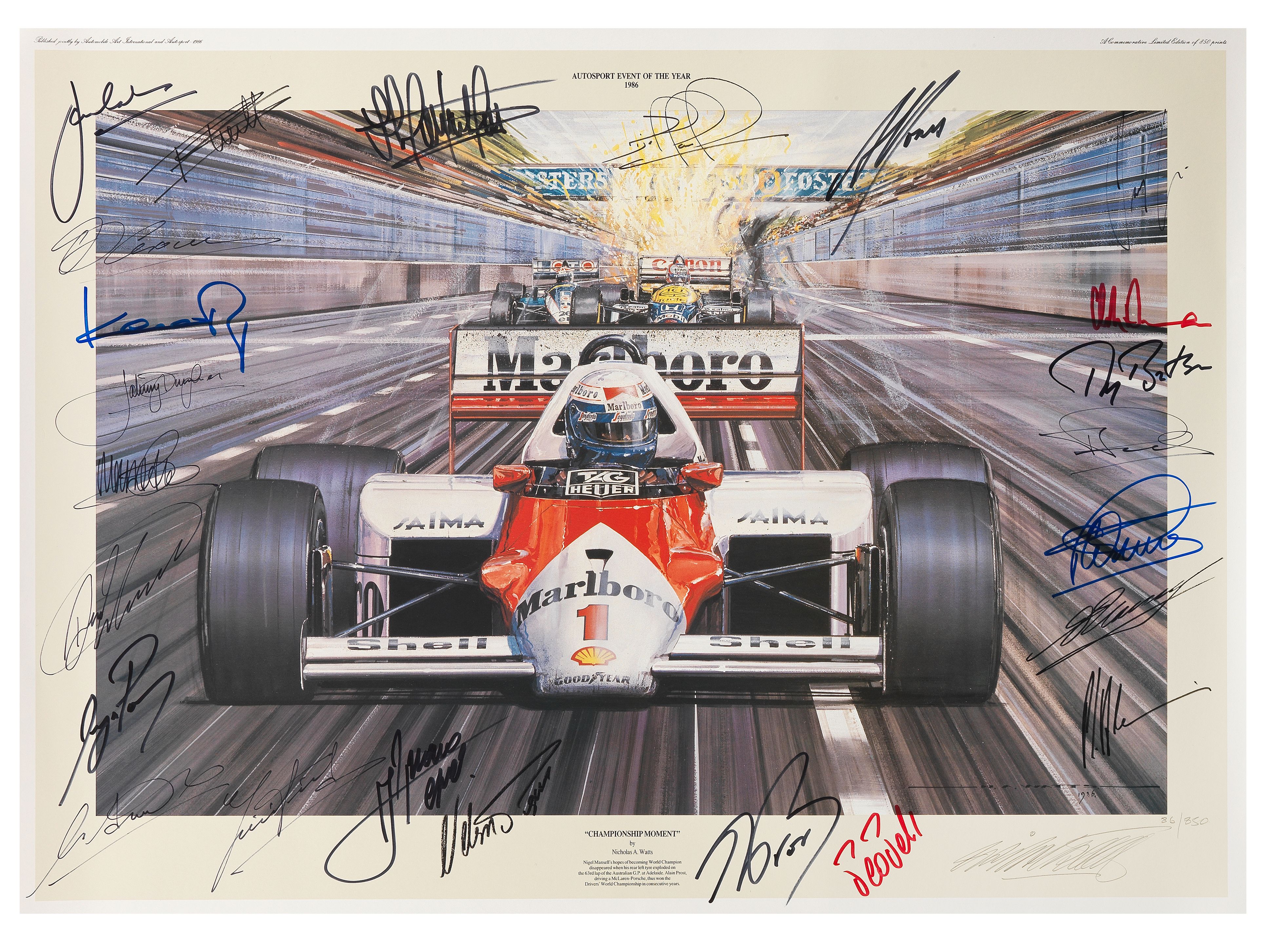 Bonhams Cars : 'Championship Moment', a multiple signed print after ...