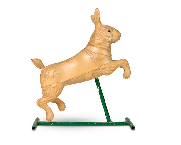 Bonhams : A French carved and stripped juvenile carousel ride figure of ...