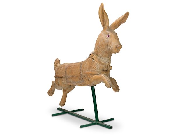 Bonhams : A rare French carved pine carousel ride of a rabbit ...