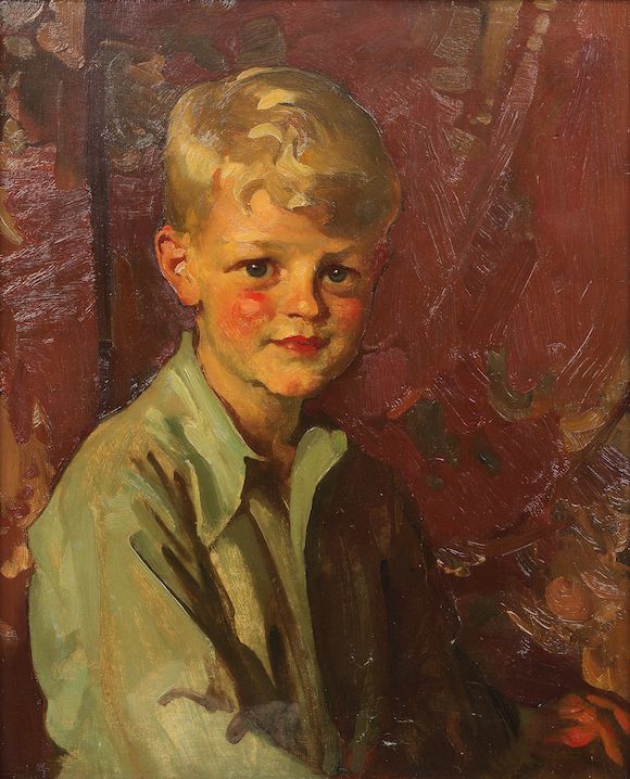 Bonhams : David Jagger R.O.I. (British, 1891-1958) Portrait of a Boy (Painted circa 1928-9)