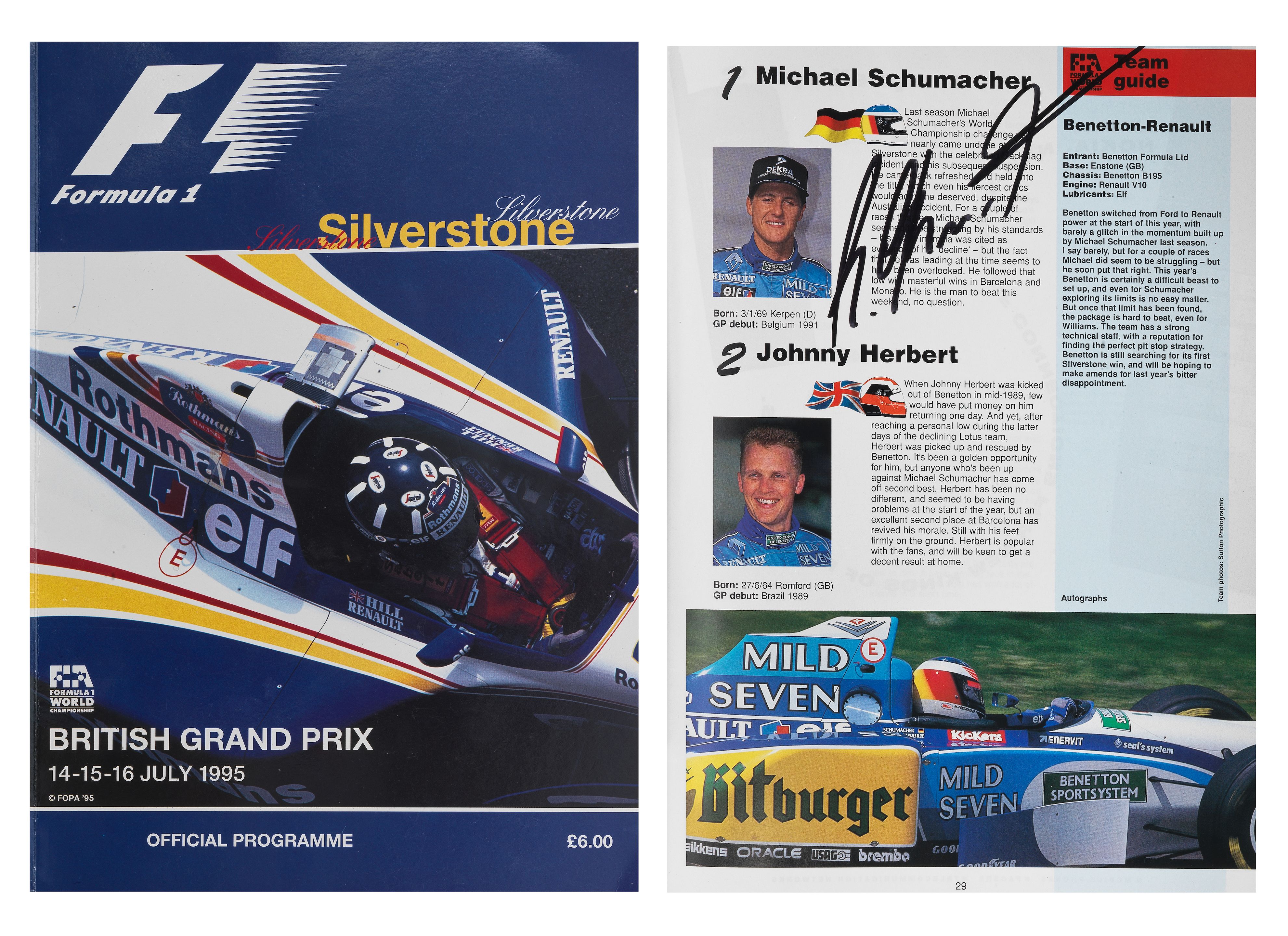 Bonhams Cars : A 1995 British Grand Prix multi-signed programme,