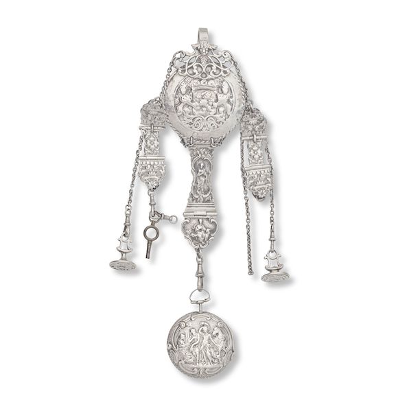 Bonhams : A Dutch silver chatelaine with silver pair cased pocket watch ...