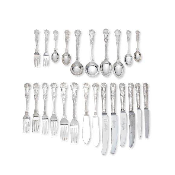 Bonhams : A silver King's pattern table service of flatware ...