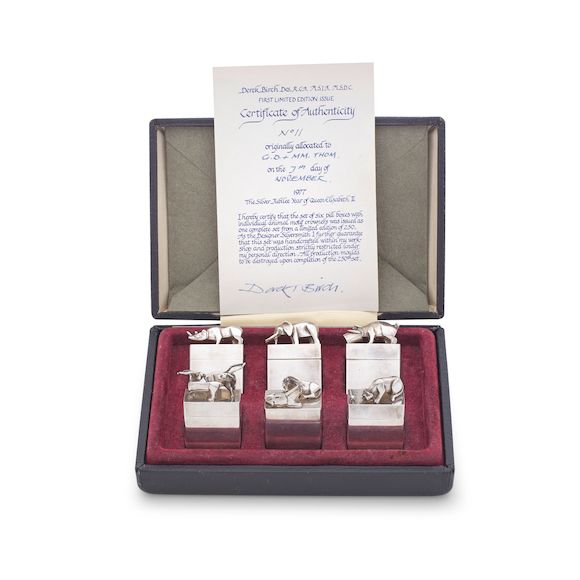 Bonhams : Set of six silver animal boxes Derek T Birch, Birmingham 1977 ...