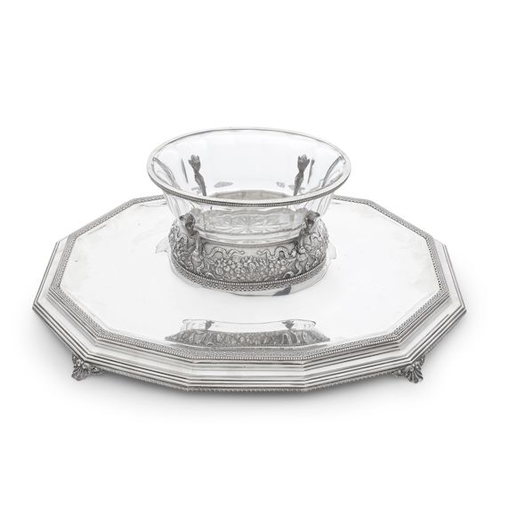 Bonhams : A Continental large metalware table centrepiece with mounted ...