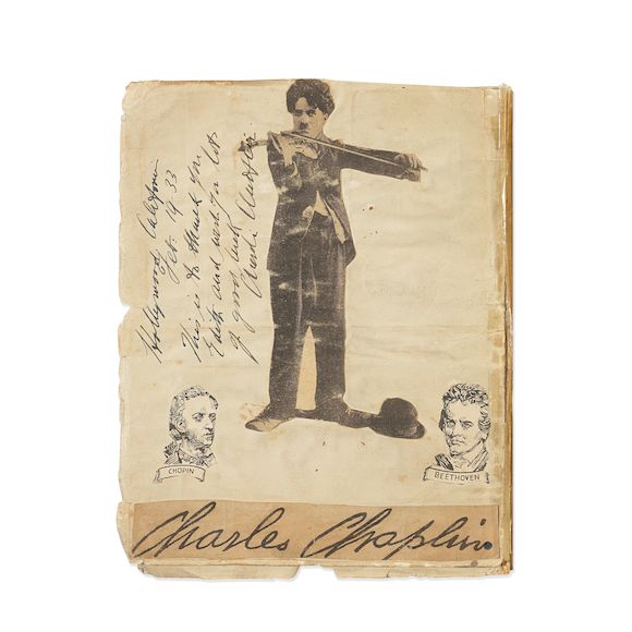 Bonhams : CHAPLIN (CHARLIE) Scrapbook of newspaper cuttings signed and ...