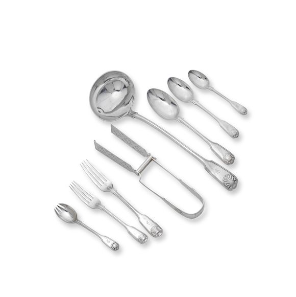 Bonhams : A Victorian silver Fiddle, Thread and Shell pattern flatware ...