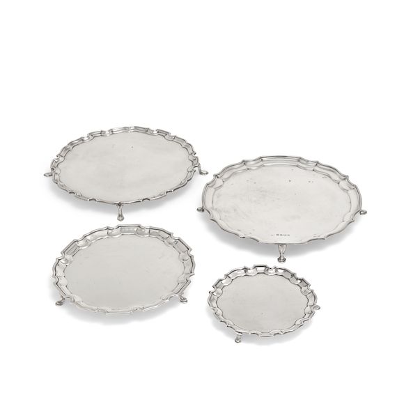 Bonhams : Four silver shaped-circular salvers Francis Howard Ltd ...