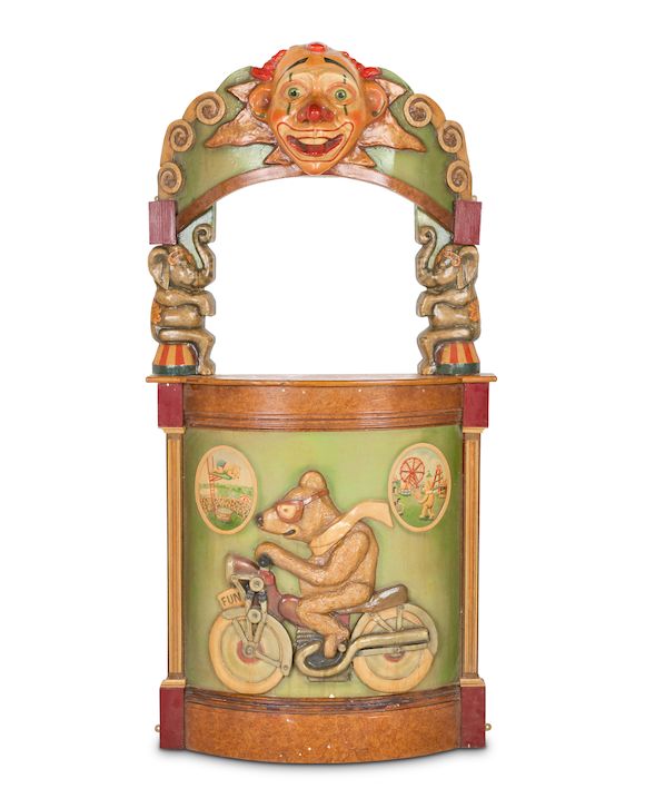 Bonhams : An English painted pine and papier-mâché ticket booth front ...