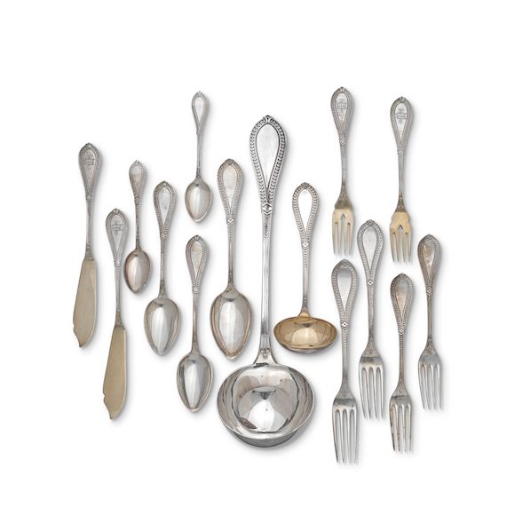 Bonhams : A German silver table service of flatware and cutlery ...