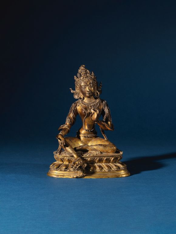 Bonhams Cornette de Saint Cyr : RARE STATUETTE DE TARA VERTE EN BRONZE ...