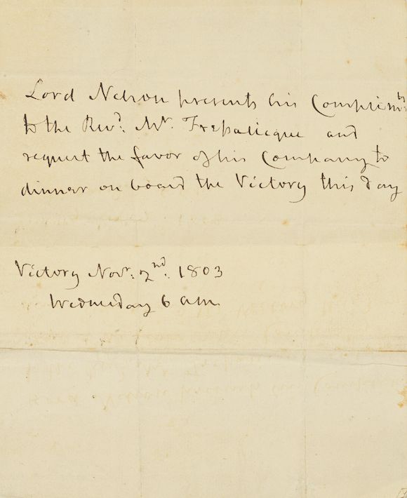 Bonhams : NELSON (HORATIO) Autograph letter in the third person ...