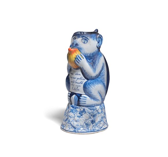 Bonhams : A Dutch Delft monkey-jug, circa 1740-60