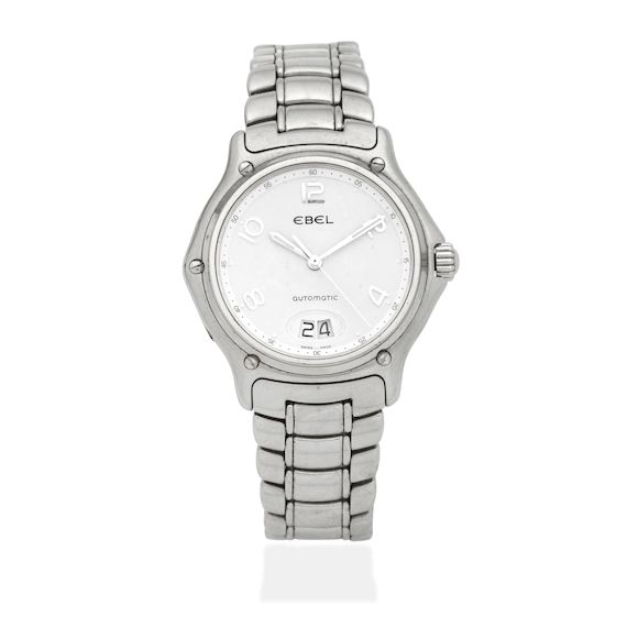 Bonhams : Ebel. A stainless steel automatic calendar bracelet watch ...