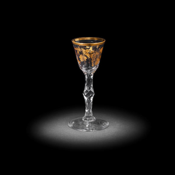 Bonhams A Fine Giles Gilded Facet Stem Wine Glass Circa 1770