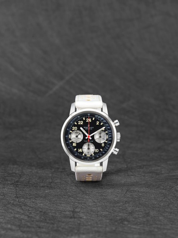 Bonhams : Breitling. A rare and unusual stainless steel manual wind chronograph with 24-hour ...