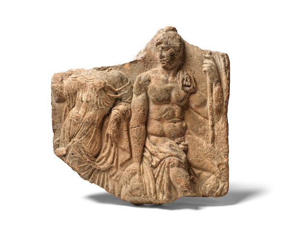 Bonhams : A Roman terracotta antefix relief depicting Venus and Mars