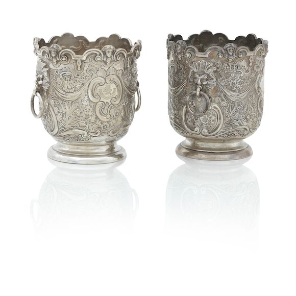 Bonhams : A pair of Victorian silver cache pots Charles Stuart Harris ...