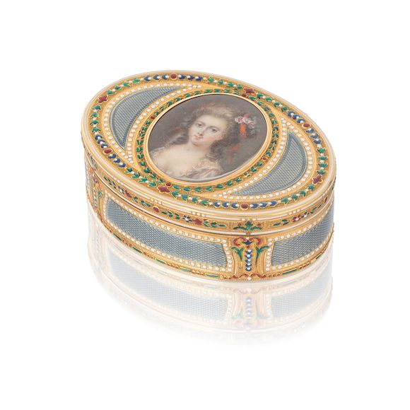 Bonhams : A Louis XVI enamelled gold snuff-box Rene-Antoine Bailleul ...