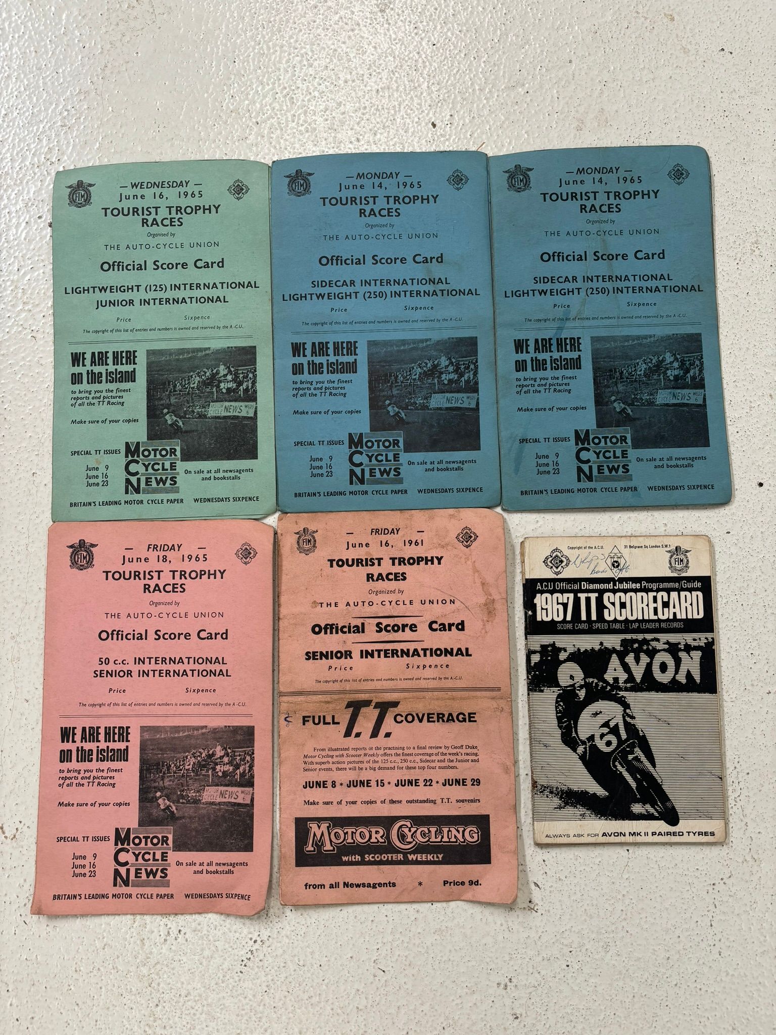 Bonhams Cars : A selection of Isle of Man TT scorecards from the 1965 ...