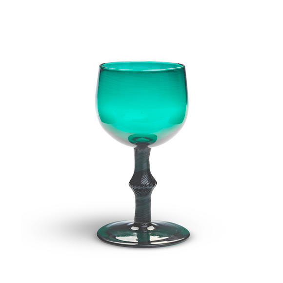 Bonhams An Emerald Green Tinted Incised Twist Wine Glass Circa 1760