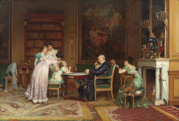 Bonhams : Louis-Emile Adan (French, 1839-1937) Fireside games