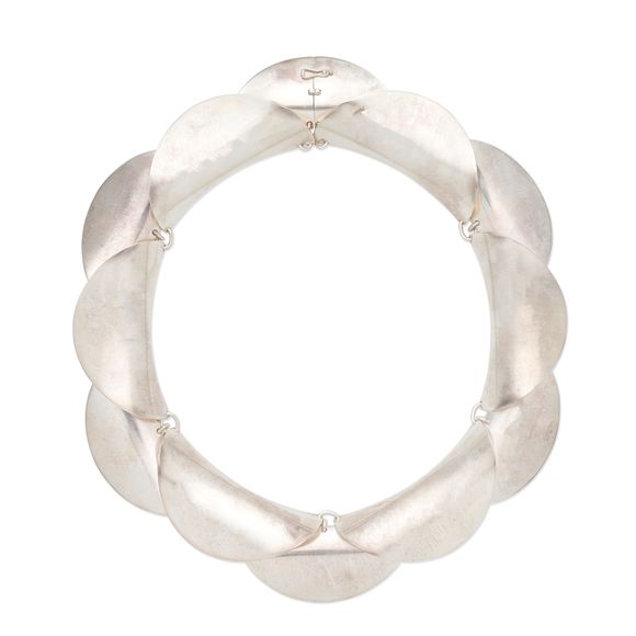 Bonhams : GEORG JENSEN: SILVER LOTUS COLLAR NECKLACE